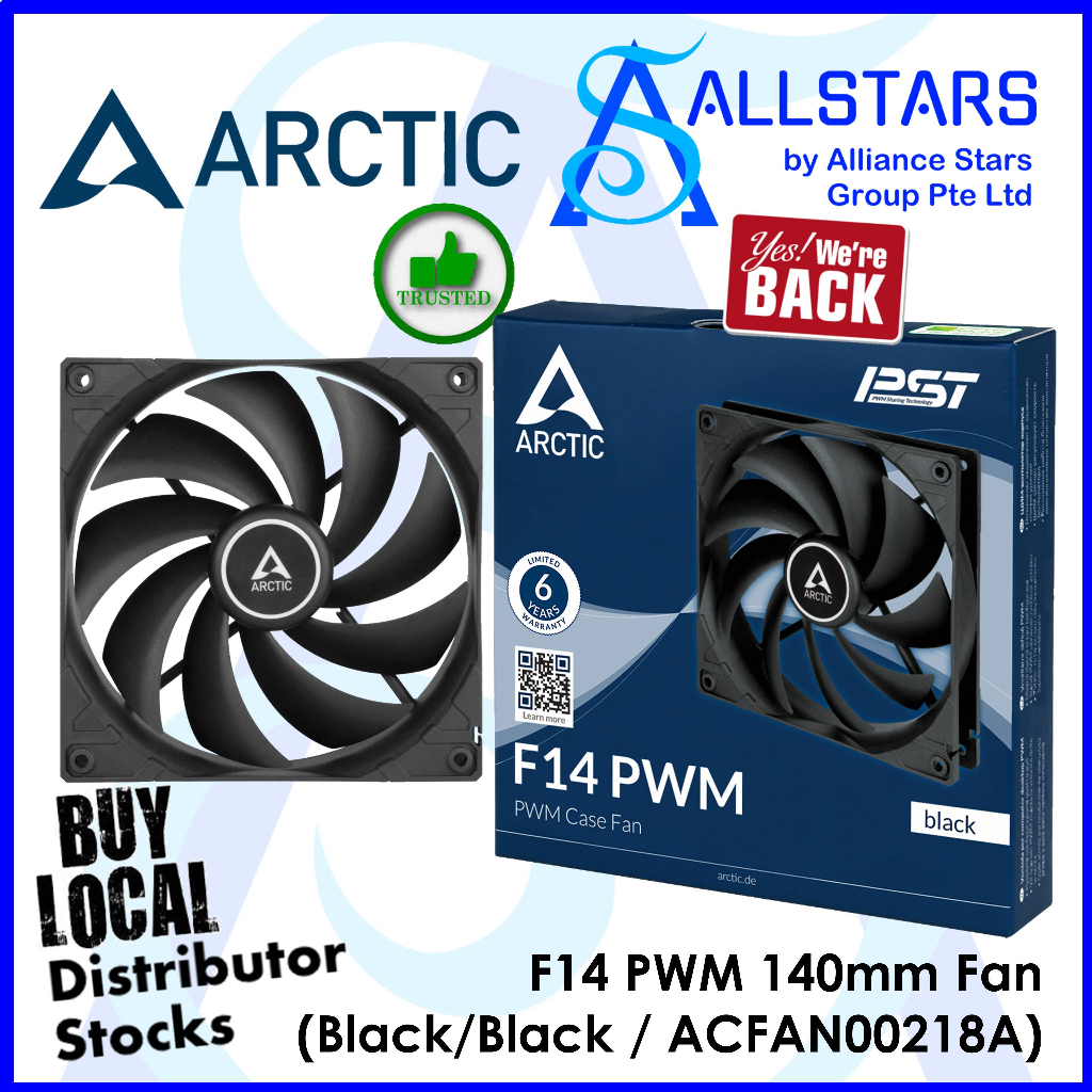 ARCTIC F14 PWM Case Fan 140mm Fan (Black / Black) (ACFAN00218A ...