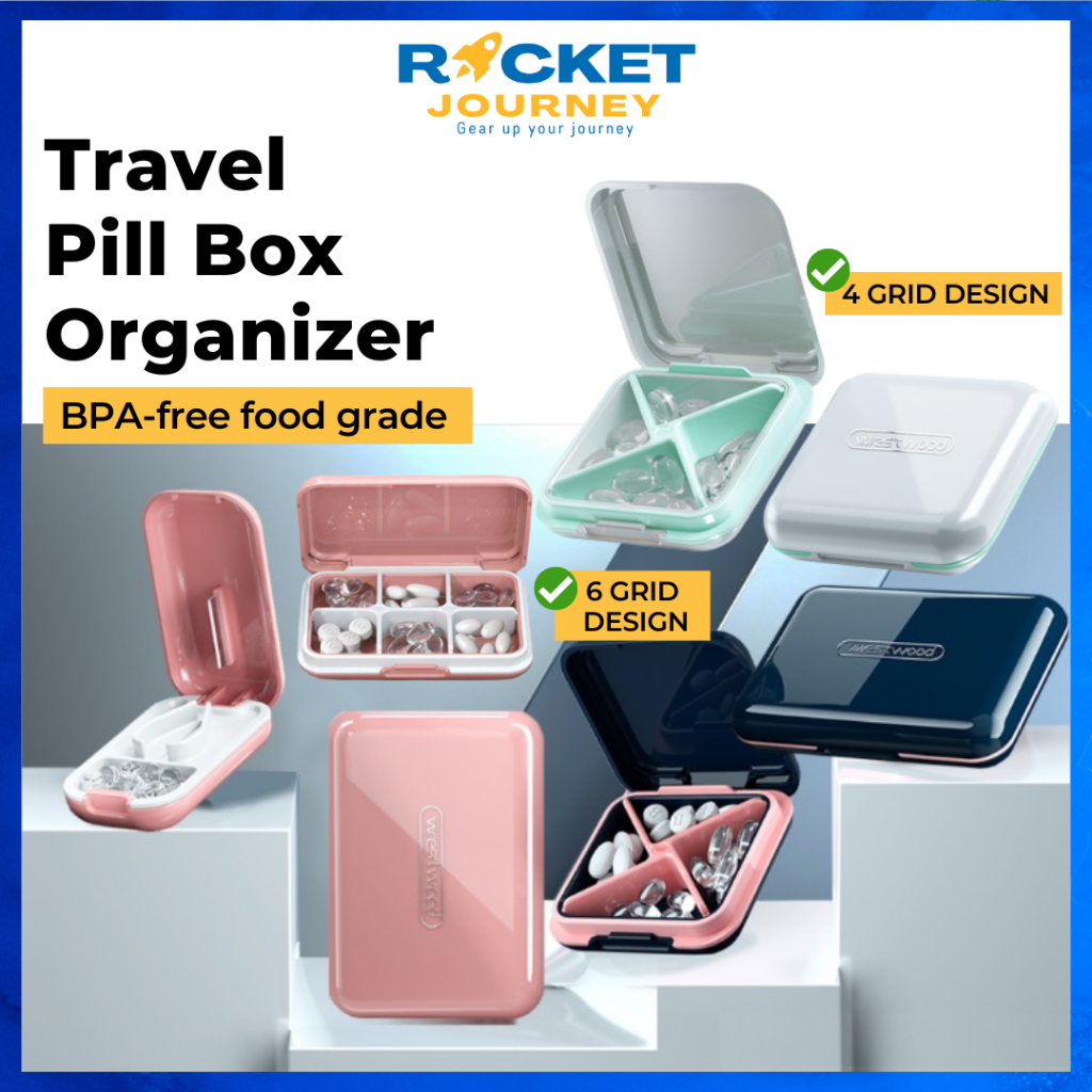 6 Grid Travel Pill Box Pill Organizer Portable Waterproof Pill Case ...
