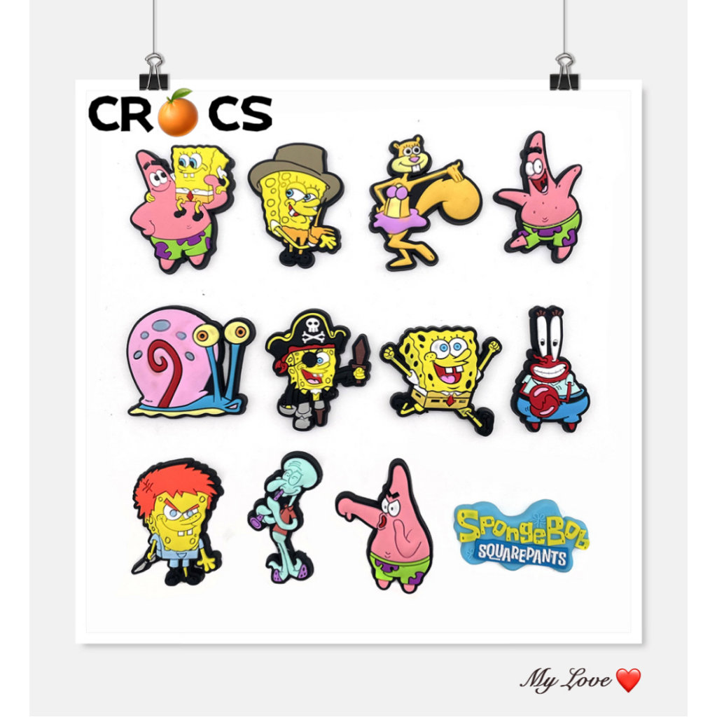 【SG ready stock】Crocs charm DIY Cute cartoon sponge baby crocs jibbitz ...
