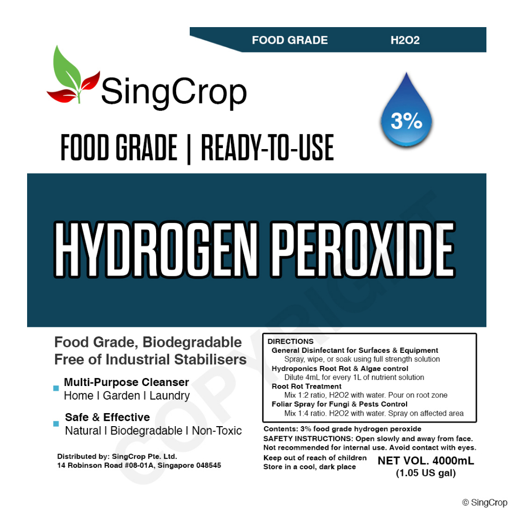 SingCrop Food Grade 3% Hydrogen Peroxide | Disinfectant Multipurpose ...