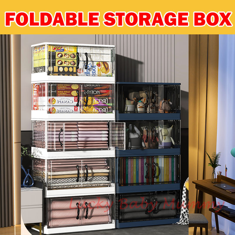 Foldable Transparent Double Door Storage Cabinet 3/4/5 Tier - Plastic ...