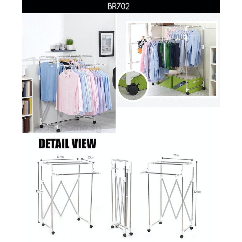 Easyhome.sg Korean Clothes Rack BR703 Laundry Rack Foldable Drying Rack ...