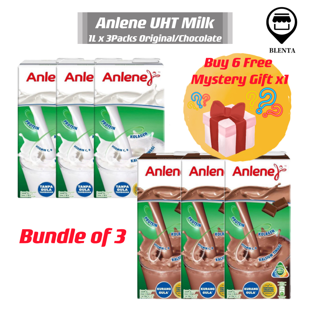 [Bundle of 3]Anlene UHT Milk Original / Chocolate 1L x 3packs🔥SG READY ...