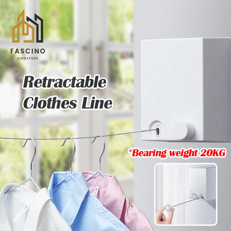 【SG】4.2M Retractable Clothesline Wall-mounted Indoor Outdoor Washing ...
