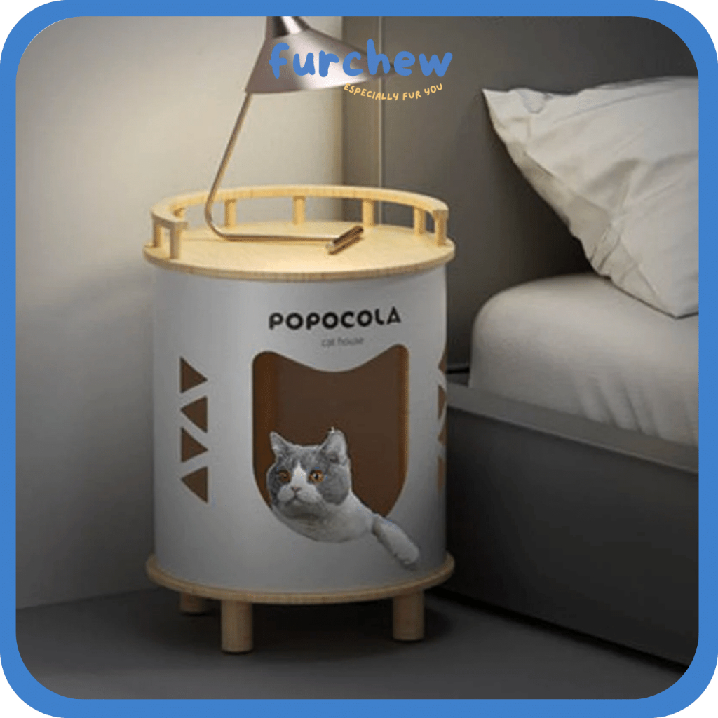 [SG] POPOCOLA Quality Wood Double-Deck Cat House Bedside Table Stool ...