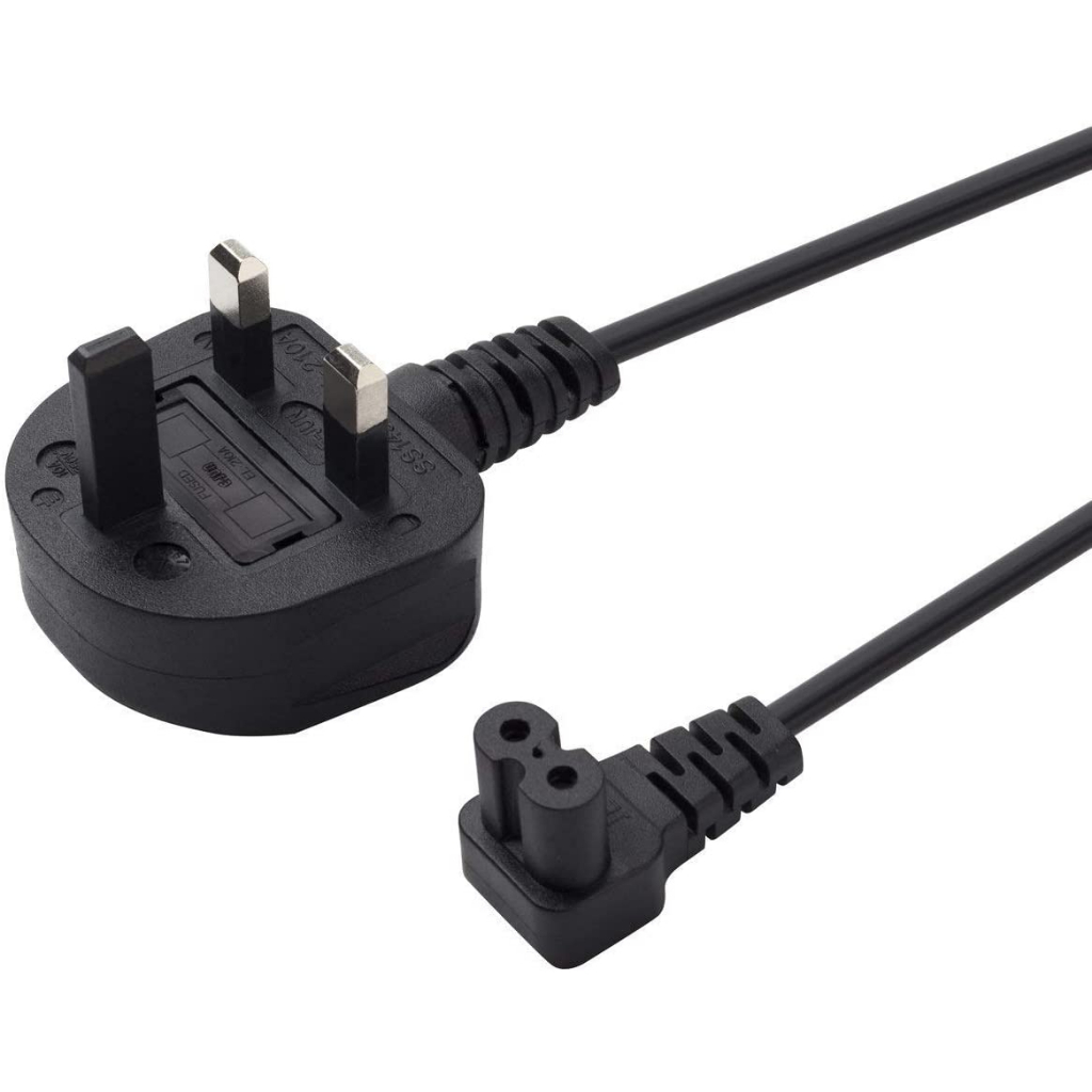 Power Cable UK 3PIN Plug to Right Angled 90 Degree,Figure Fig of 8 IEC ...