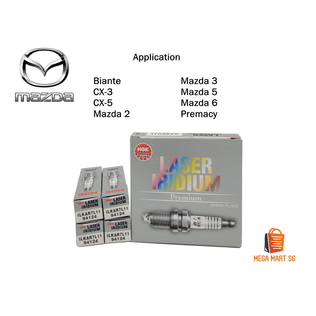 NGK ILKAR7L11 Laser Iridium Spark Plug [Mazda] (1 Set of 4 x Spark Plug ...