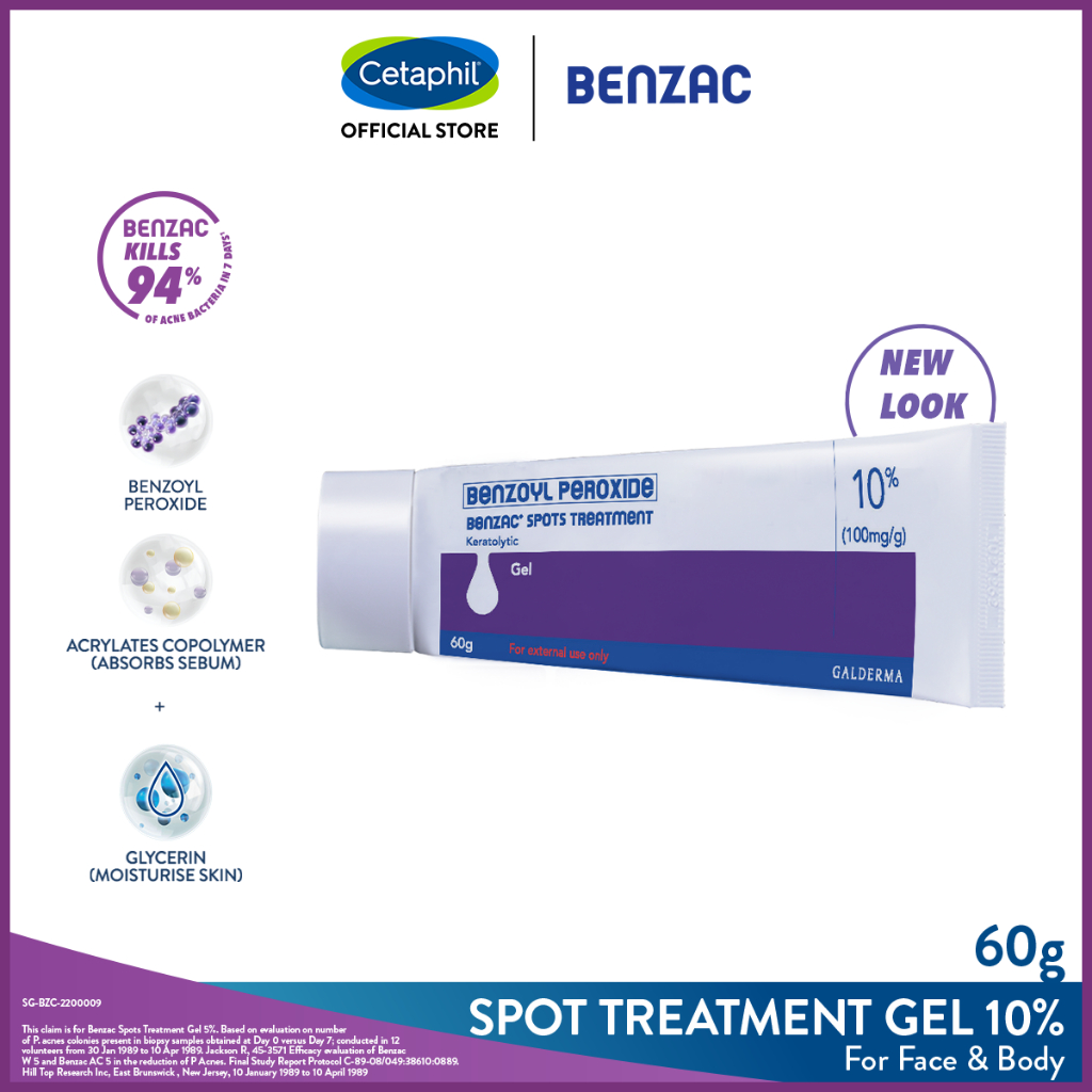 BENZAC Spots Treatment 10% 60g [Anti-Acne / Pimple Gel Cream with ...
