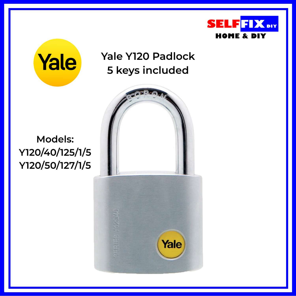 Yale Y120 - Padlock with 5 keys (Silver) | Shopee Singapore