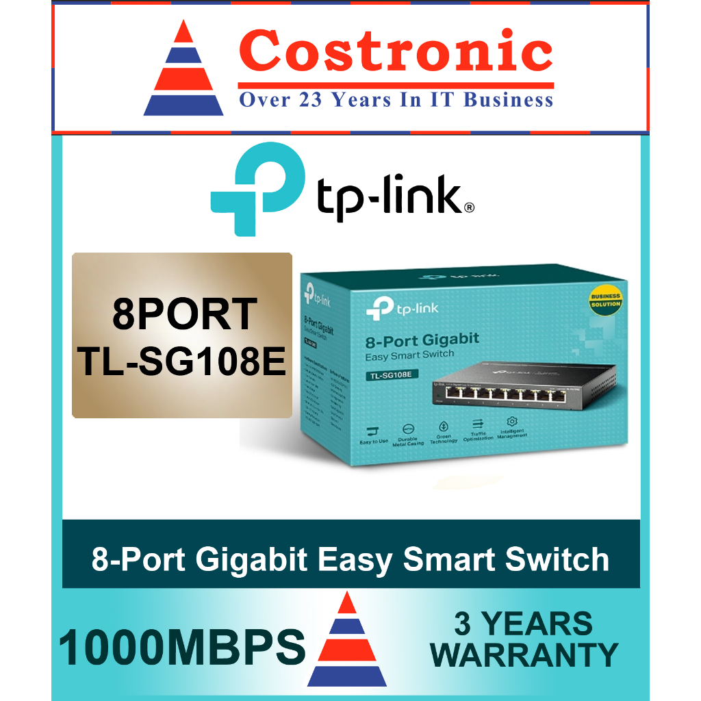 TP-Link TL-SG108E 8-PORT 10/100/1000MBPS SMART SWITCH/3 YEARS ...