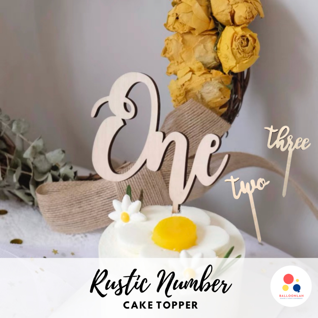 Rustic Number Wooden Cake Topper Birthday [READY STOCK IN SG] | Shopee ...