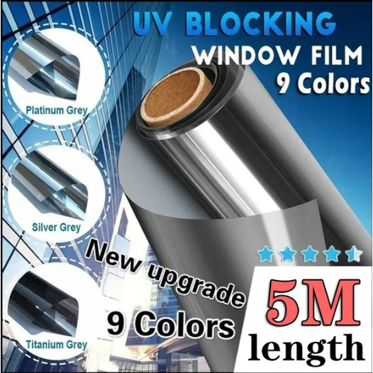 5M Ultraviolet-proof Mirror Silver Film 15% VLT Solar Reflective Window ...