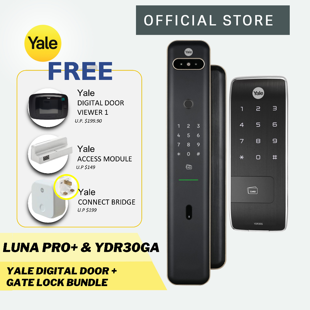 (New 2023) Yale Luna Pro+ & YDR30GA Door and Gate Digital Door Premium ...