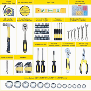 KEELAT 108 Pcs Toolbox Set Screwdrive Set Wrench Set Home Tool Kit For ...