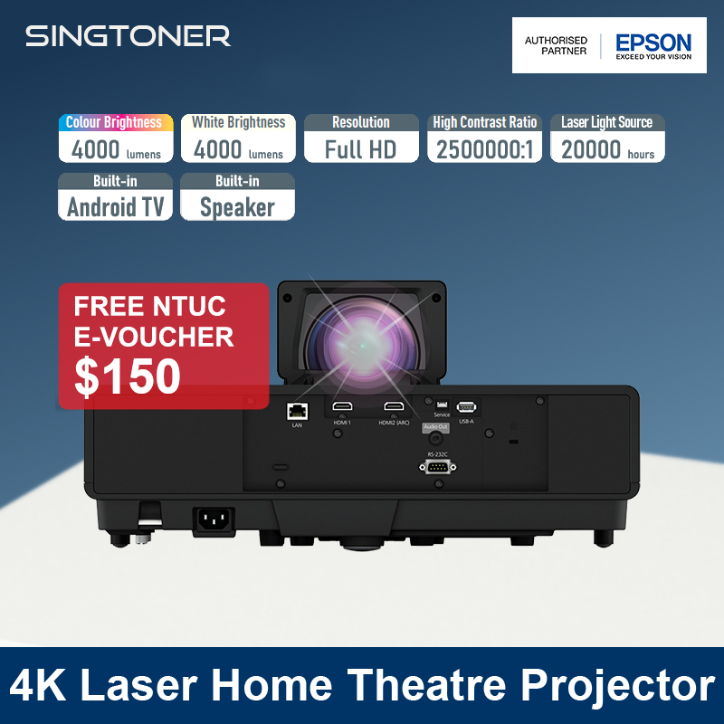 Epson Home Theatre EH-LS500B 4K PRO-UHD Ultra-short Throw 3LCD Laser ...