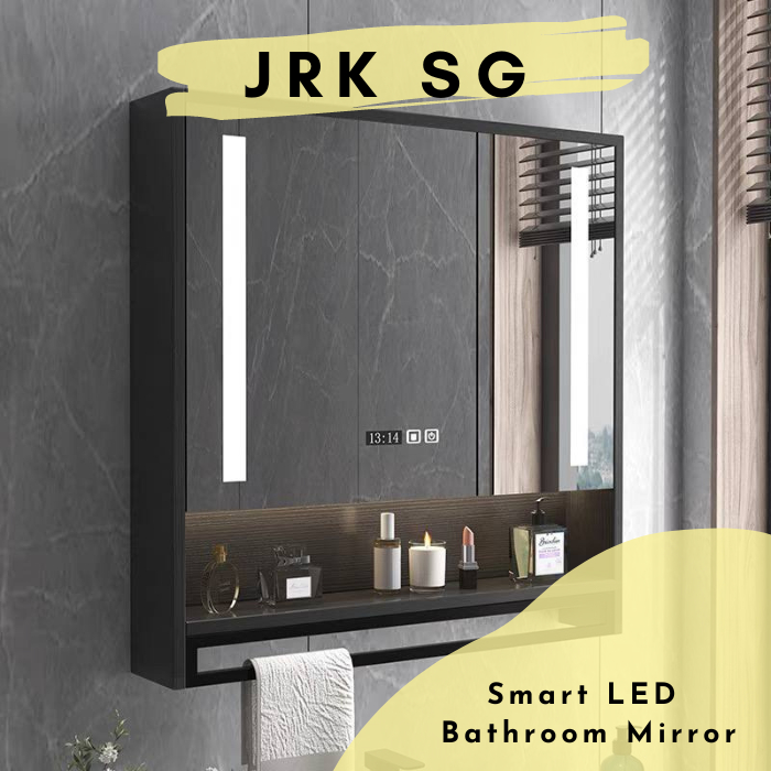 Smart LED Bathroom Mirror Cabinet in Black | Shopee Singapore