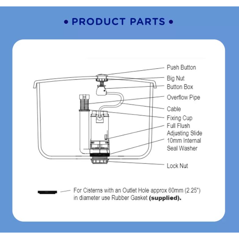 SELLEYS Toilet Flush System Cable Flush Cistern 52mm | Shopee Singapore