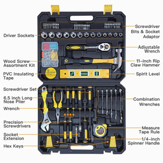 KEELAT 108 Pcs Toolbox Set Screwdrive Set Wrench Set Home Tool Kit For ...