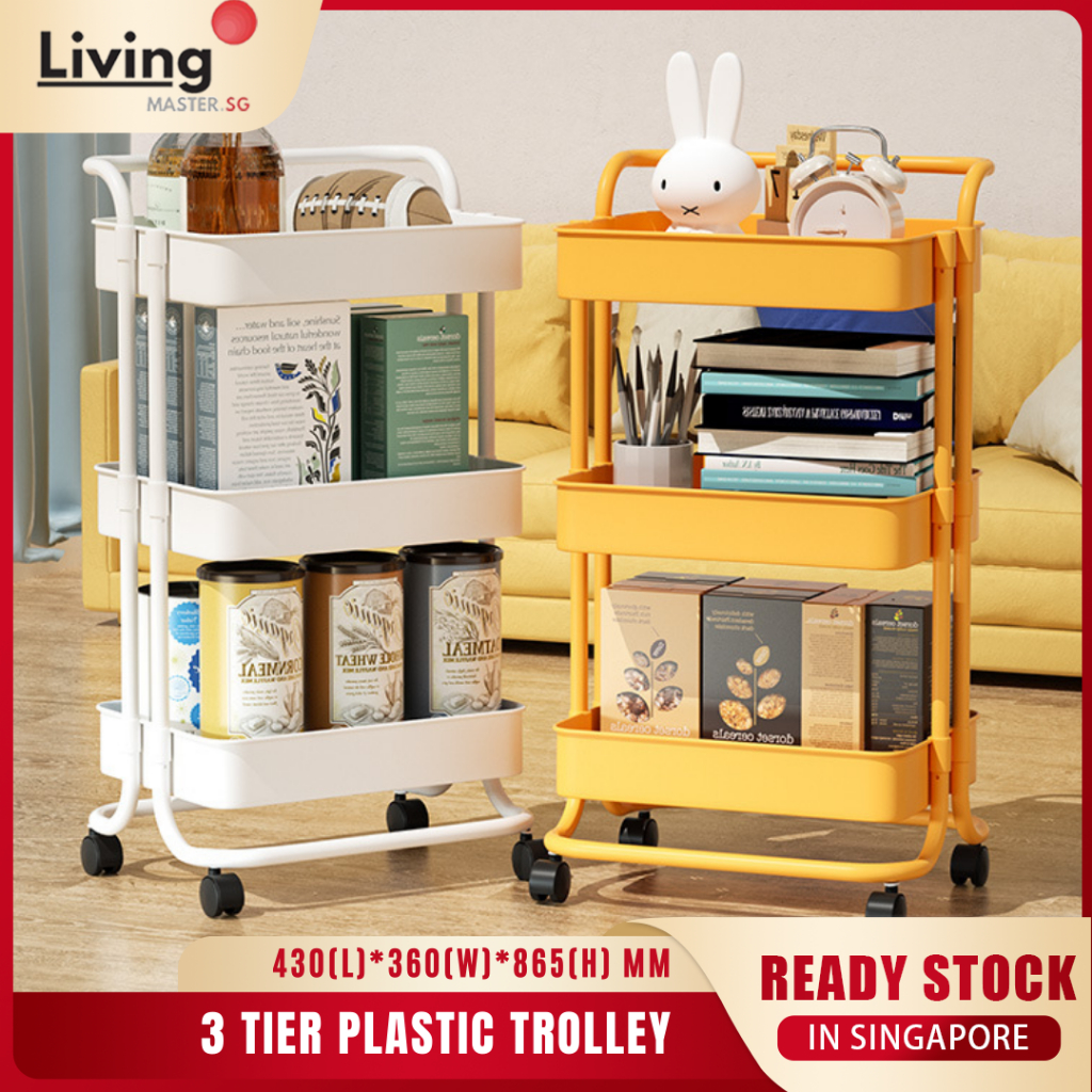 3 Tier Multipurpose Trolley Kitchen Storage Trolley ABS Tray With ...