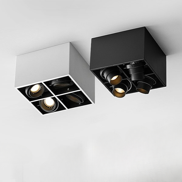 PLH Square 4 Head Trunk Surface Mount Ceiling Spotlight with Aperture ...