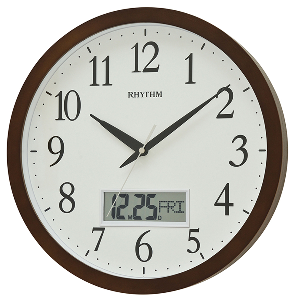 Rhythm Analog Digital Wooden Wall Clock CFG903NR06 | Shopee Singapore