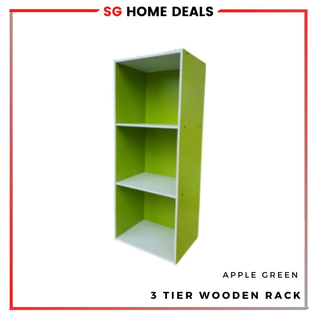 [SG STOCKS] 3 Tier Wooden Multipurpose Rack Book Shelf, Book Cabinet ...