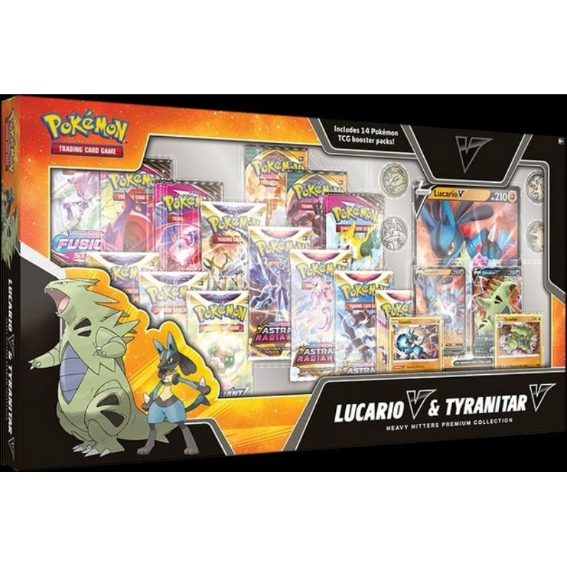 Pokemon TCG Lucario V & Tyranitar V Heavy Hitters Premium Collection ...