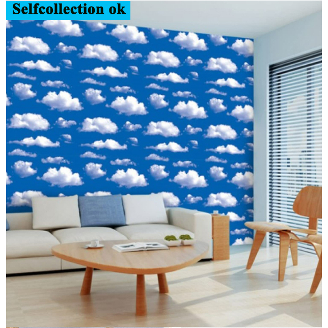 Blue Sky with White Clouds Design Peel and Stick Self Adhesive Home ...