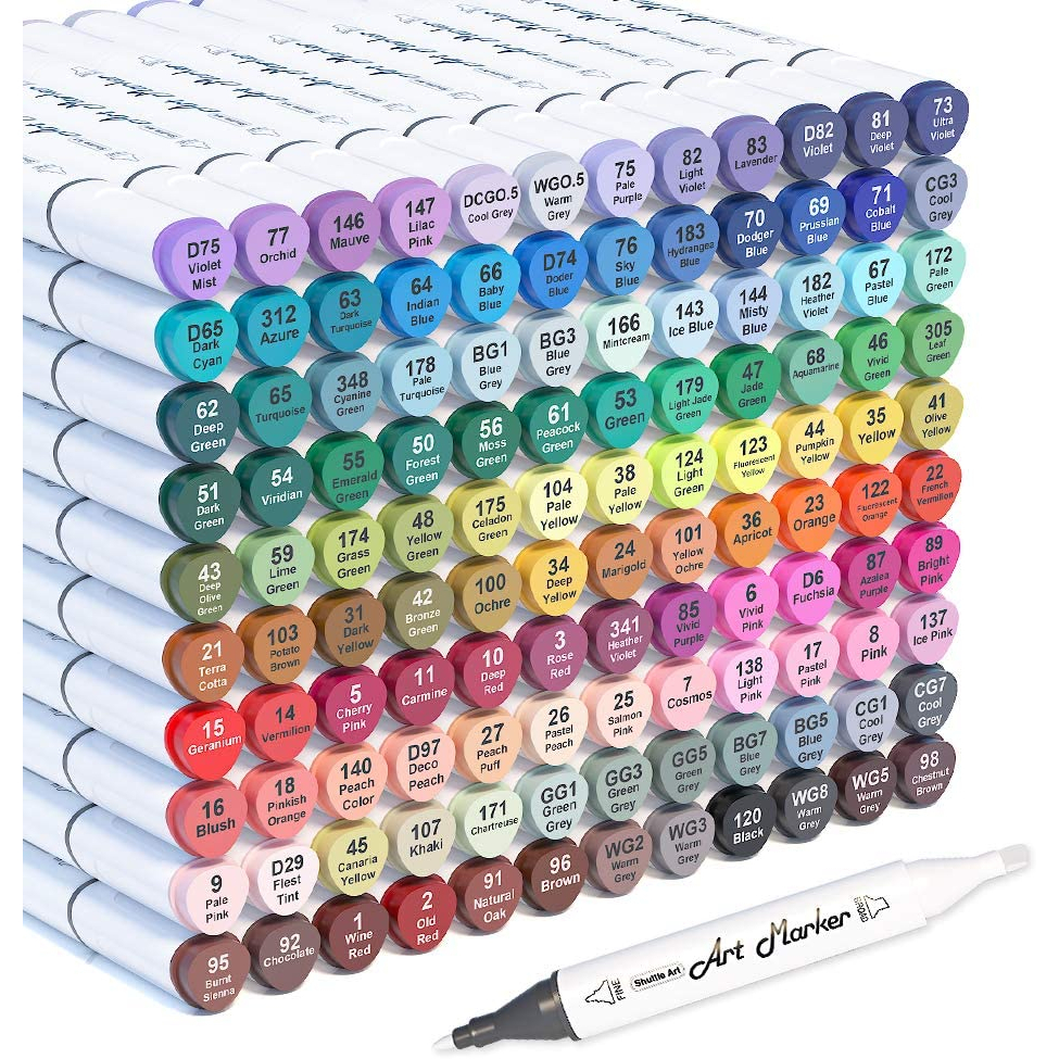 Shuttle Art Marker Set 120 Colors Illustration Marker Color Pen Set Oil ...