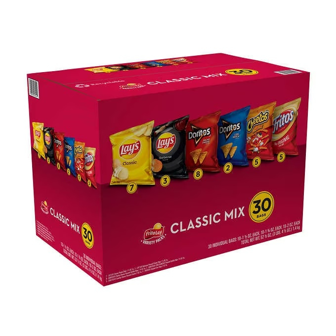 Frito-Lay Classic Mix, Variety Pack, 30 Bags - $1.99 per bag | Shopee ...