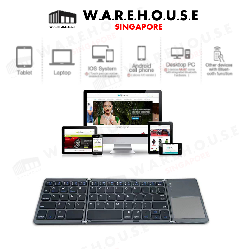 [Warehouse] B033 Mini Folding Keyboard Bluetooth Wireless Touchpad Windows Android IOS Tablet ...
