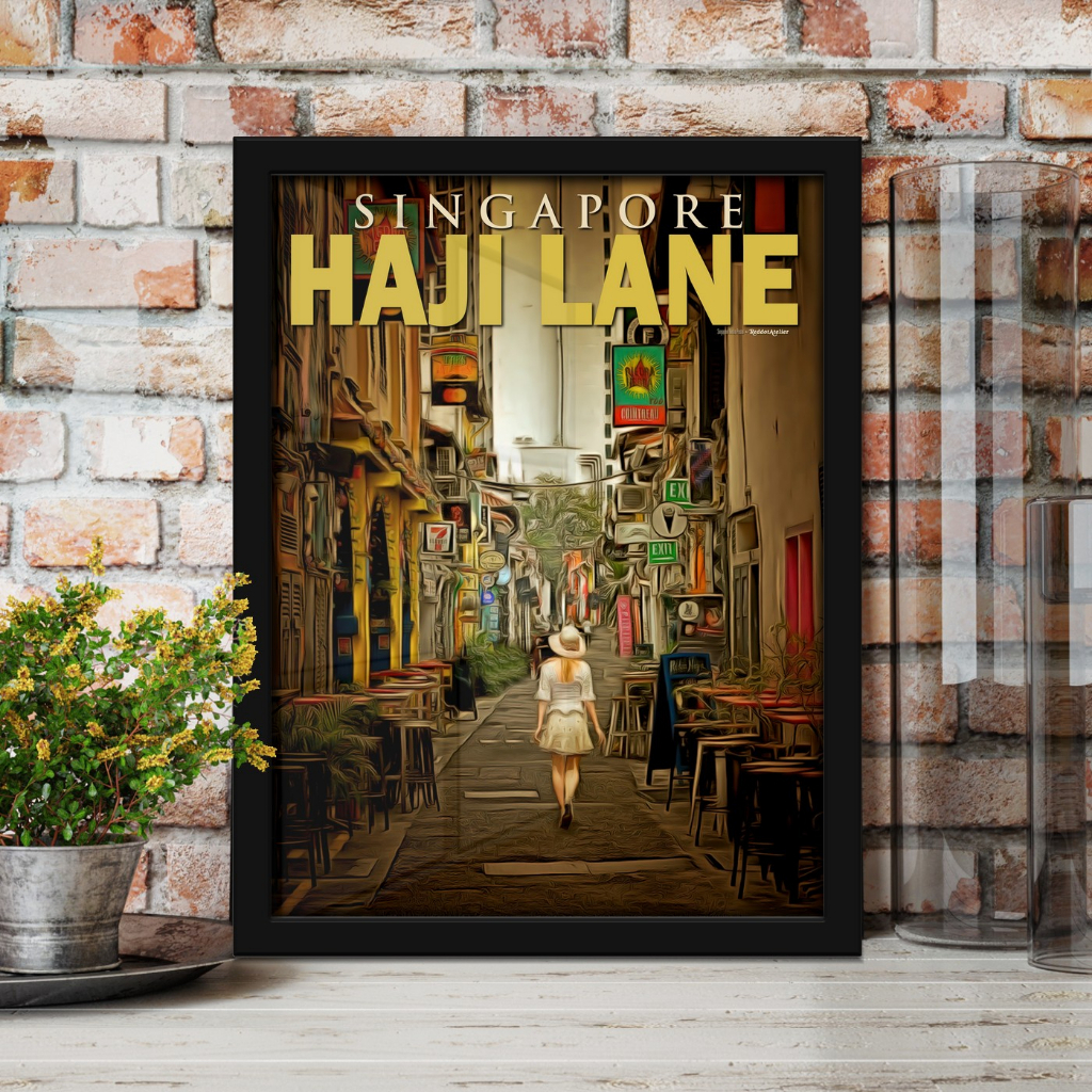 Retro Travel Poster - Singapore Haji Lane Artprint Mini Poster Wall ...