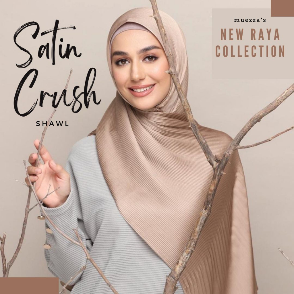 HIJAB SHAWL SATIN CRUSH SILK MUNA OMBRE HALF PLEATED TUDUNG | Shopee Singapore
