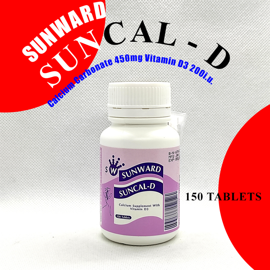 SunWard Suncal-D (Calcium carbonate 450mg/Vitamin D 200IU) 150 Tablets ...