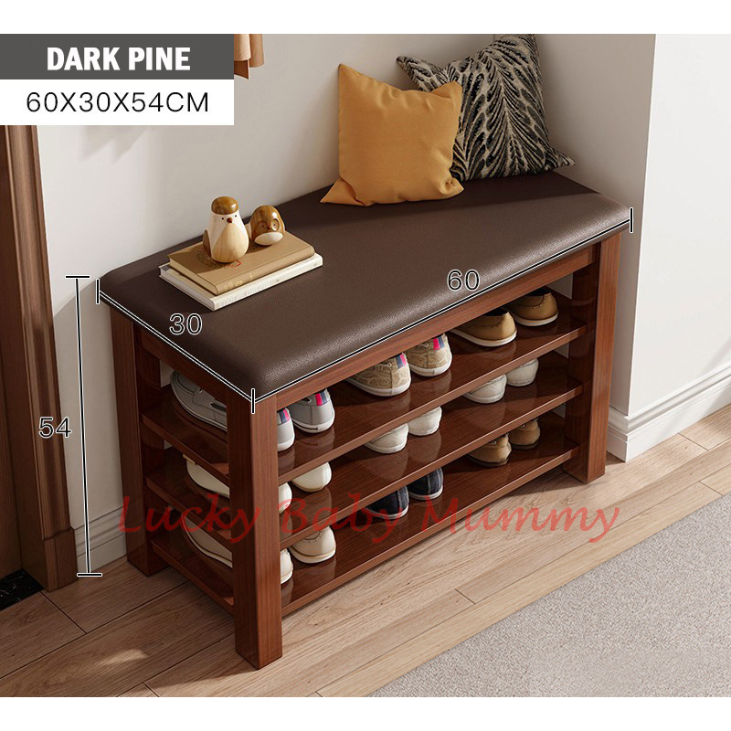 N527 Wooden Shoe Bench / Solid Wood Leg/ Shoe Rack Stool PU Seat ...