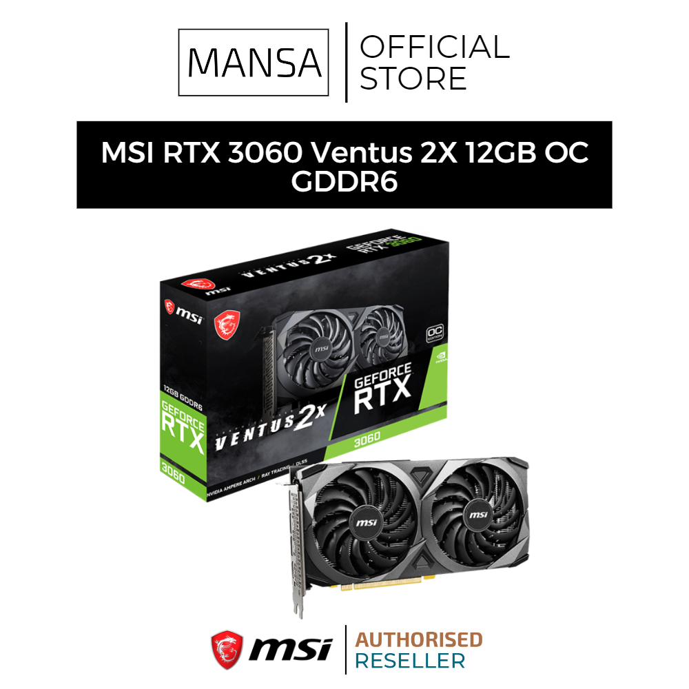MSI RTX 3060 12 GB Ventus 2X OC Nvidia GeForce GDDR6 Desktop Graphics ...