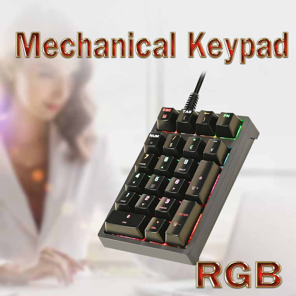 Mechanical Numeric Keypad USB Wired 21 Keys Mini Numpad Portable Keypad ...