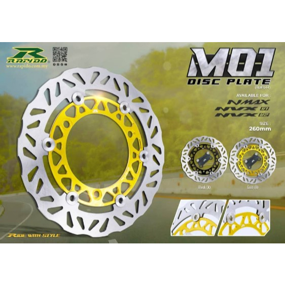 AEROX155 V1/V2 & NMAX 155 V1/V2 RAPIDO M01 FRONT BRAKE DISC PLATE 260MM WITH BRACKET NVX155 ...