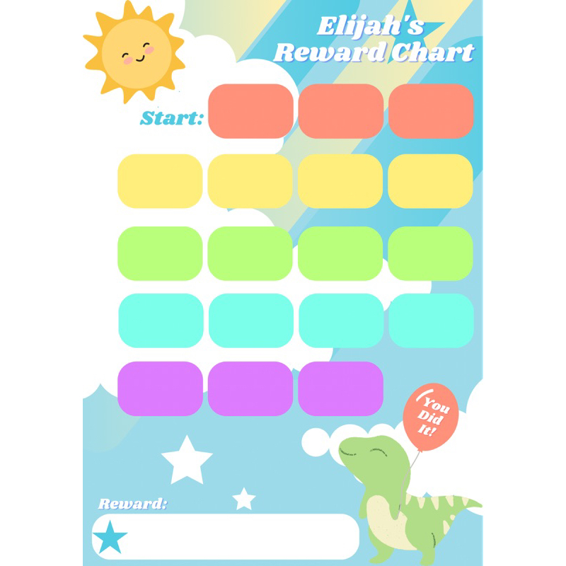 [SG Printable PDF] Customized Reward Chart | Personalized Dinosaur ...