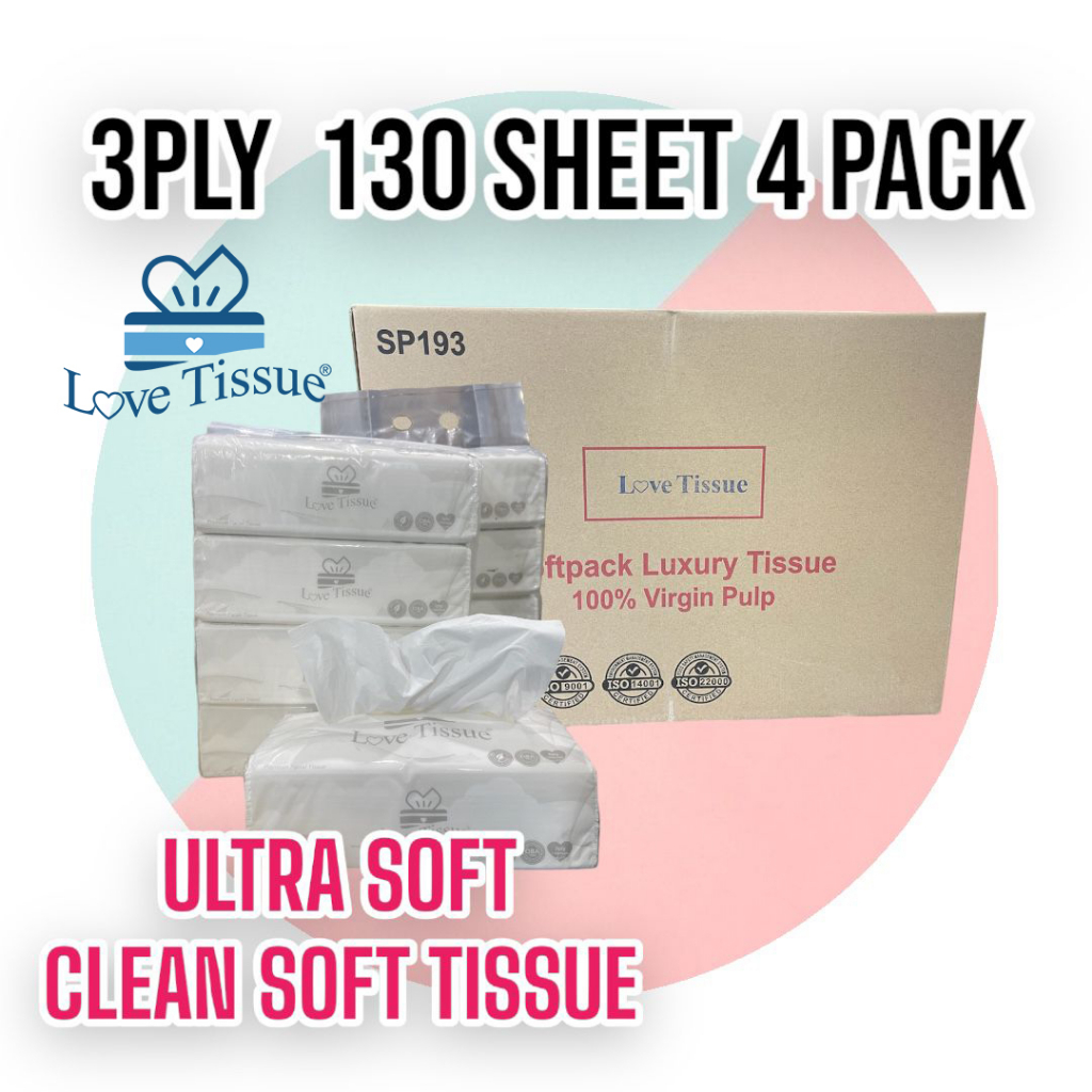 ONE CARTON -LOVE TISSUE 3PLY 130 SHEET (12PACK /48 PCS) - $5.05/PACK ...