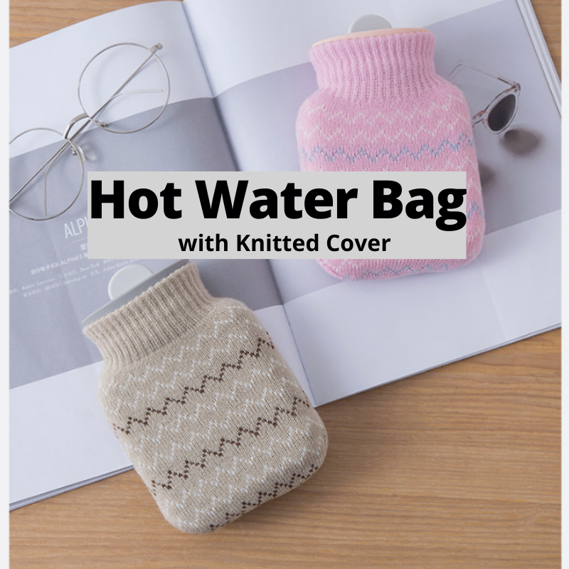 {SG} 300ml Leakproof Hot Water Bag with Removable Knitted Cover for Cramps Pain Relief Warm ...