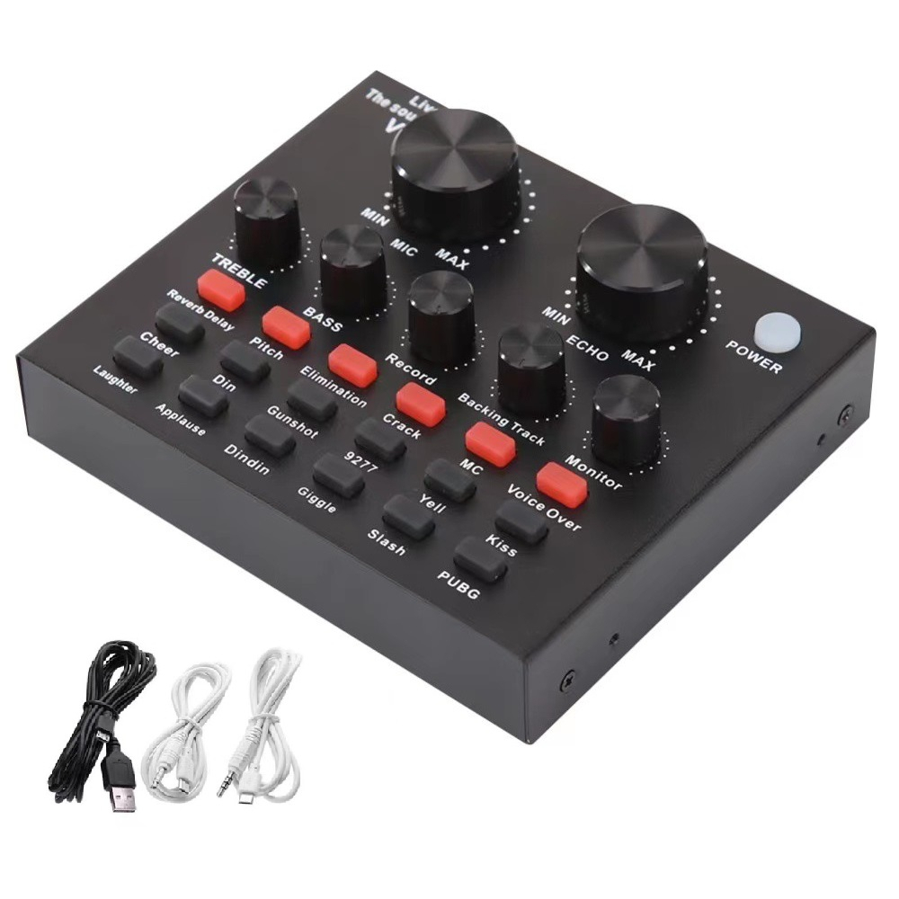 V8 Audio USB External Sound Card Headset Microphone Webcast Streamer ...