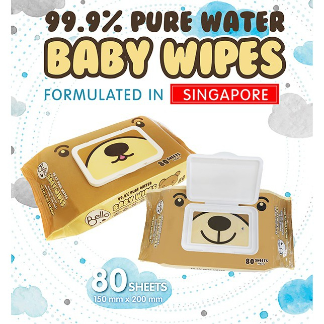 Infantino | Bello 99.9% Pure Water Baby Wipes (80s x 10 Packs) | Shopee ...