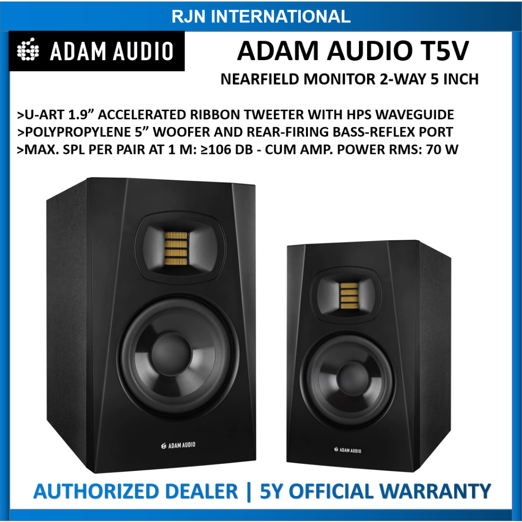 ADAM Audio T5V Active Nearfield Monitor Two-Way 5-Inch professional ...