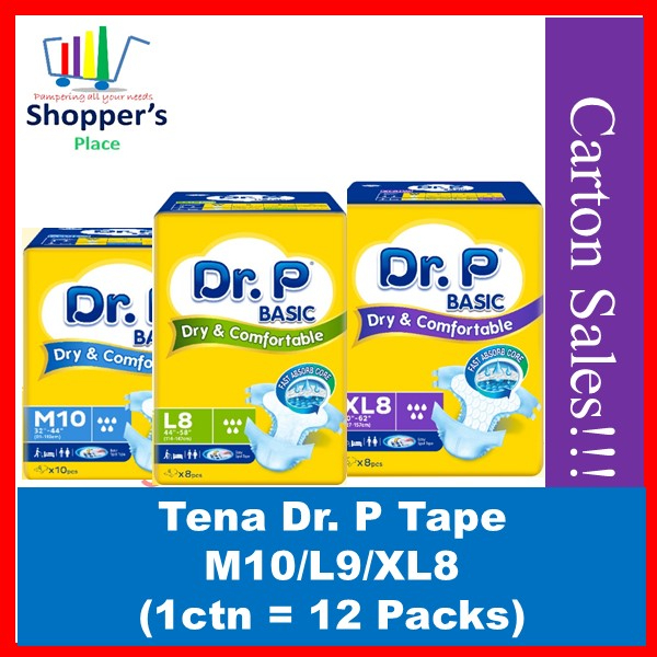 [Tena Dr.P]Dr.P by TENA (Basic) M10/L8/XL8 X 12packs - Carton Sales!!!! | Shopee Singapore