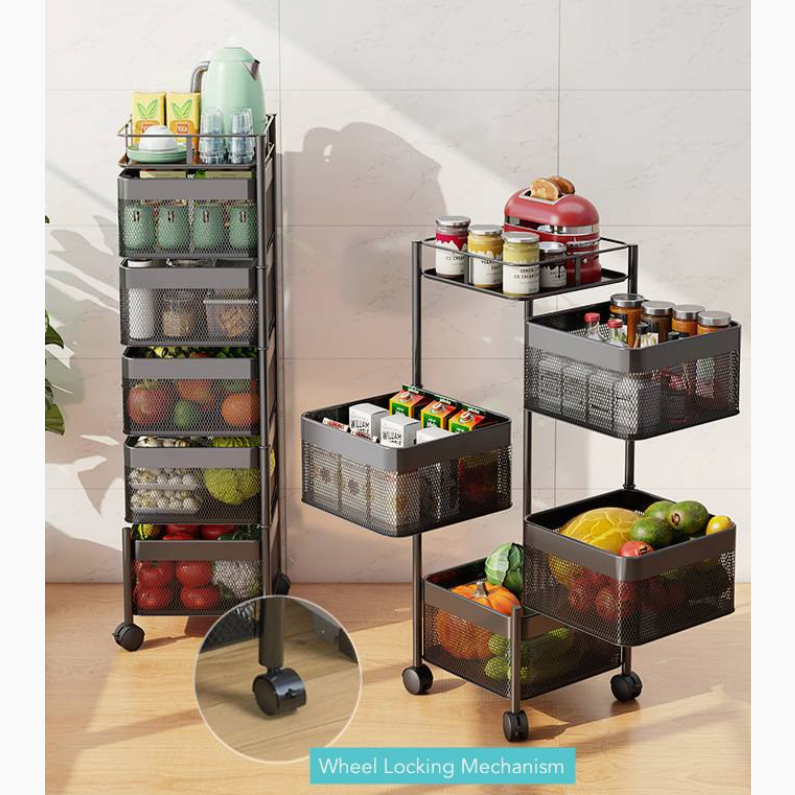 Storage Rack with Wheel Movable for Kitchen Vegetable Rack ...