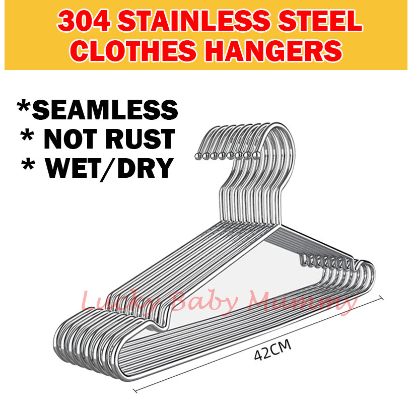 304 Stainless Steel Clothes Hanger / Metal Hangers | Shopee Singapore