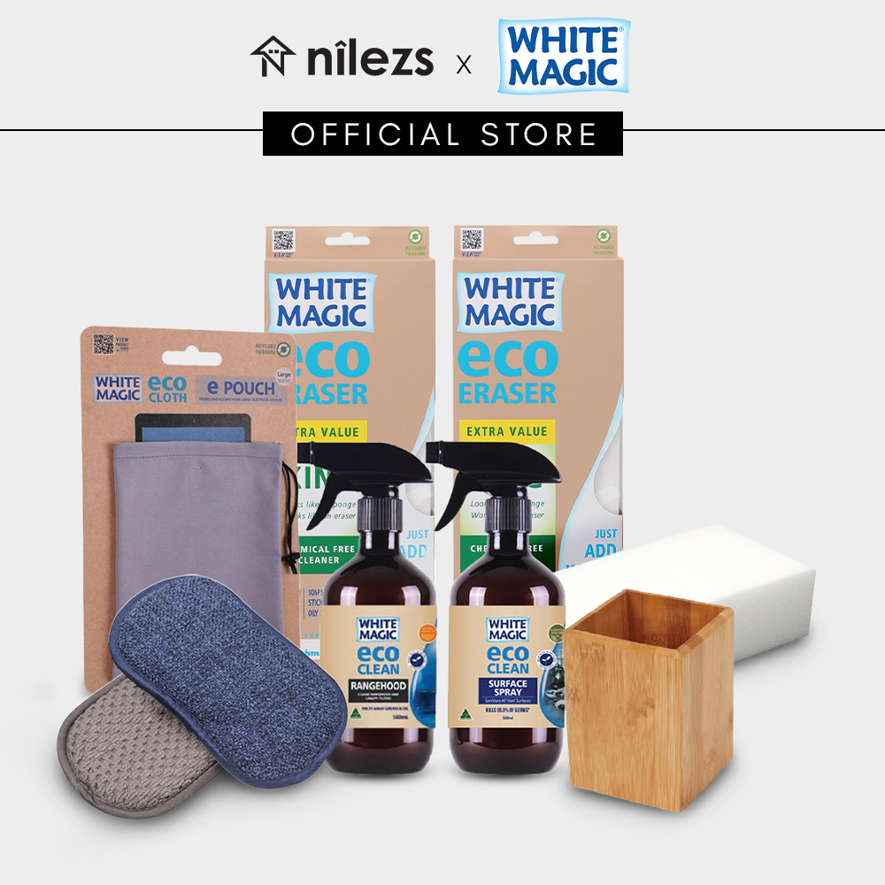 White Magic Cleaning Starter Kit (8 Items), Eraser Sponge + Washing Up ...