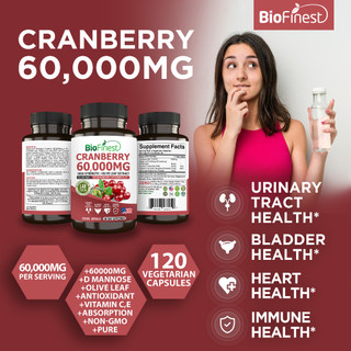 Biofinest Cranberry 60000mg Extract Supplement - D Mannose Olive ...