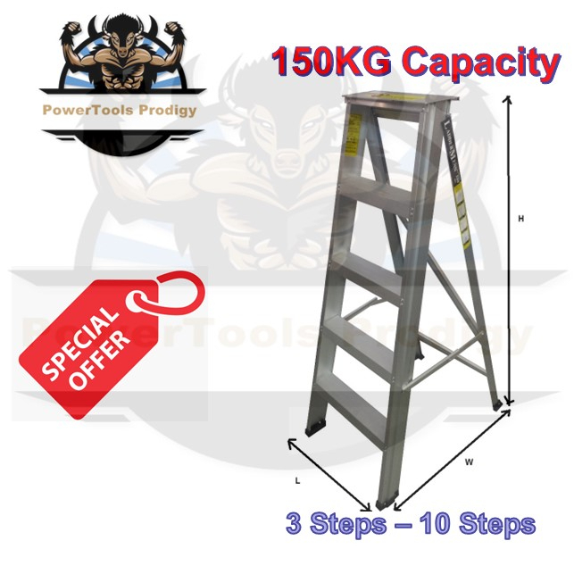 LADDER ALUMINIUM A FRAME 3 STEPS TO 10 STEPS | Shopee Singapore